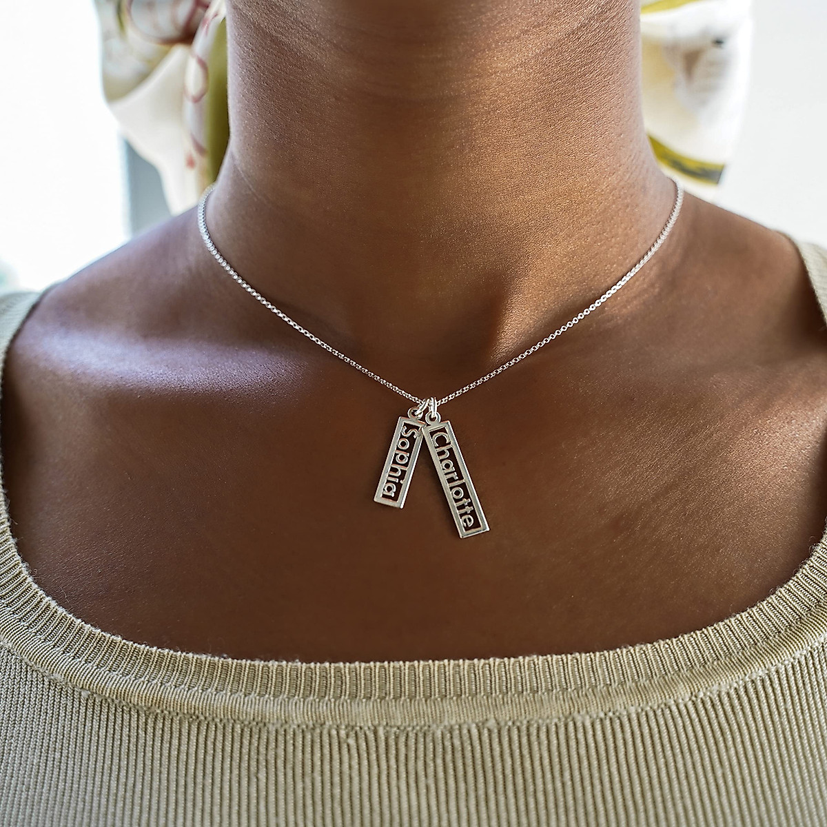 AJ's Collection Personalized Necklace Open Double Sterling Silver or 14k Gold Plate over Sterling Silver (18)