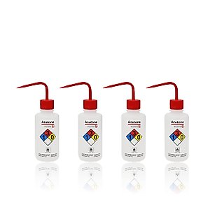 ULAB Safety Wash Bottles, 4pcs of Acetone Wide-Mouth Wash Bottles, LDPE Material, Vol.500ml, UWB1022