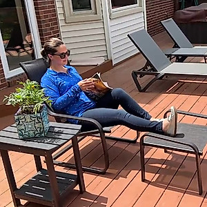 Domi Outdoor C Spring Motion Chair,Patio Bistro Set of 2, All-Weather Conversation Armchair with Ottoman & Quick Dry Textile for Porch,Deck,Yard,Garden,Lawn