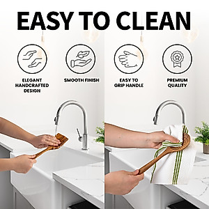 Zulay Kitchen 9-Piece Teak Wooden Utensils for Cooking - Smooth Finish Natural Teak Utensil Set - Non-Stick Wooden Spoons for Cooking - Kitchen Gift Set - Comfortable Grip Wooden Utensil Set