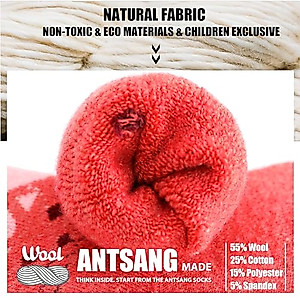 ANTSANG Kids Merino Wool Hiking Socks Toddlers Boys Girls Winter Warm Thick Thermal Crew Boot Heavy Cozy Snow Cabin Gift Snowboarding Socks 6 Pairs for Childs(Cat,8-12Y)