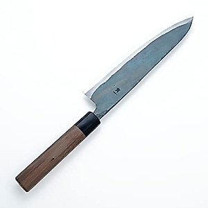 "HONMAMON" New Chef's Knife (Gyuto)210mm, Aogami Steel Kurouchi Double Bevel Japan, Walnut Handle