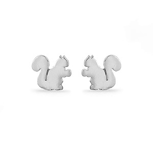 Boma Jewelry Sterling Silver Matte Squirrel Stud Earrings
