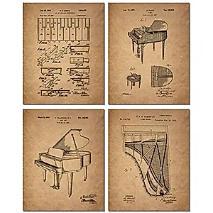 Piano Patent Art Prints - Set Of 4 Photos - Vintage Steinway Decor