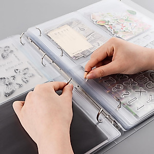 Briartw 4 Ring Binders,Inch Binder with Round Rings,Storage Book Cover for A4 Size 4 Hole Binder Folder for Storage Pockets,Waterproof PVC Clear Storage Folder,