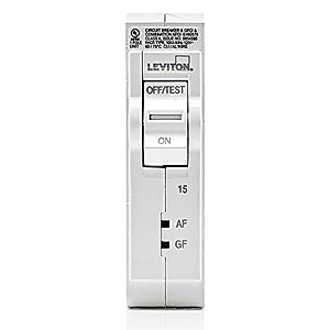 Leviton LB115-DF 15A 1-Pole Plug-On AFCI/GFCI Branch Circuit Breaker, Hydraulic Magnetic, 120 VAC, White