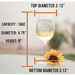Vintage 1977 Etched 16oz Stemmed Wine Glass - 47th Birthday Gifts for Women - Cheers to 47 years old - 47th decorations for her - Best Engraved Wine Gift ideas Friend Mom - Sister 2.0