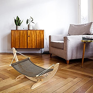 RAIN QUEEN Cat Hammock, Solid Wood Fancy Kitty Swing Pet Resting Bed New Moon Cat Swing Chair Kitty Furniture Gift Indoor