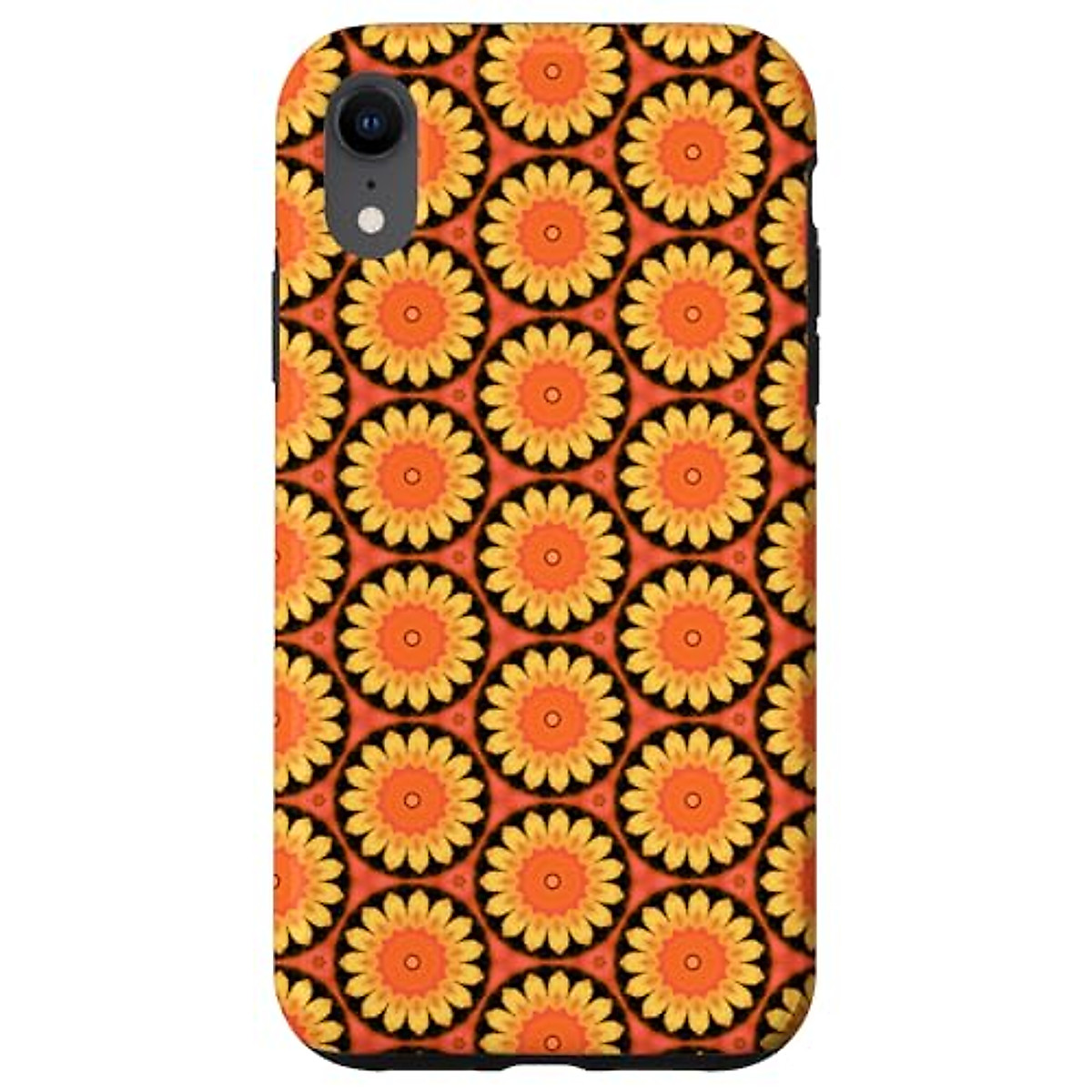 iPhone XR Abstract Geometric Cute Cool Fun Pattern Yellow Orange Black Case