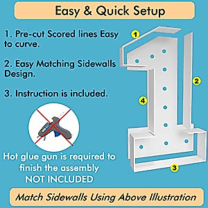 3FT Marquee Light Up Numbers Pre-Cut Frame Giant Marquee Numbers 1, Mosaic Numbers for Balloons, First 1st 21st Birthday Anniversary Decorations Party Decor