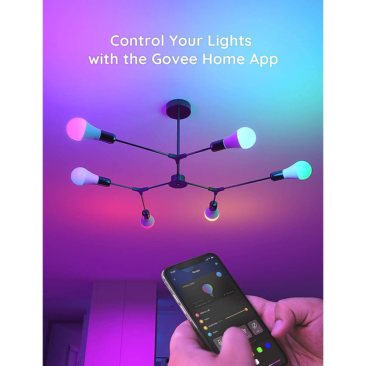 Govee LED Light Bulb Dimmable, Music Sync Color Changing Light Bulbs, A19 7W 60W Equivalent, No Hub Required Multicolor Bluetooth Light Bulbs with App Control for Party Home (Don't Support WiFi/Alexa)
