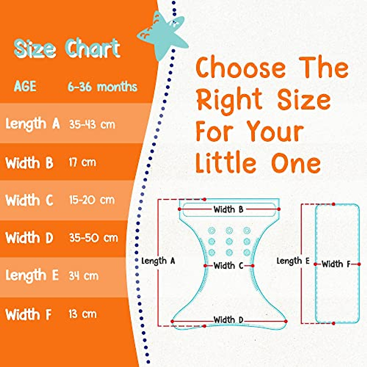 Cheekaaboo 2-in-1 Reusable Swim Diapers, Multipurpose Baby Swim Diaper, Leak-Proof Reusable Diapers with Inserts, Made for Beach, Pool and Outdoors, Turquoise/Dino, Fits Babies 6 Months to 3 Years