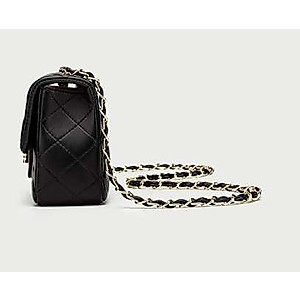 Quilted Crossbody Bag for Women - Shoulder Bag with Convertible Chain Strap and Twist Lock - Classic and Sleek for Phone/Wallet/Cards - Gift for Her (Black)