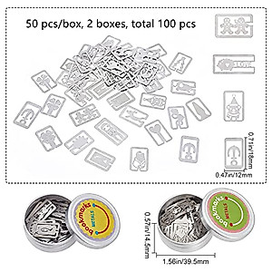 CRASPIRE 2 Boxes Book Darts Thin Stainless Steel Mini Bookmarks 100 Pieces Metal Bookmarks Mixed Shapes for Reading, Page Mark, Students