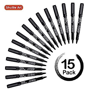 Shuttle Art Dry Erase Markers, 15 Pack Black Magnetic Whiteboard Markers with Erase,Fine Point Dry Erase Markers Perfect For Writing on Whiteboards, Dry-Erase Boards,Mirrors for School Office Home