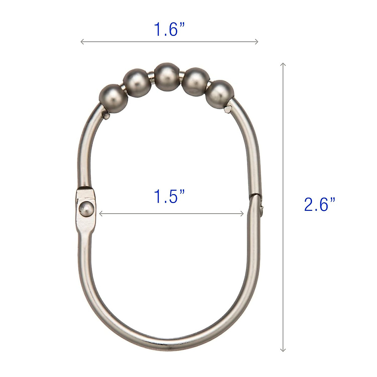 2 Lb. Depot Wide Shower Curtain Rings - Set of 12 Easy Glide Rollers with Polished Nickel Finish - Stainless Steel Shower Hooks for Straight and Curved Rods - Decorative and Durable for Any Bathroom