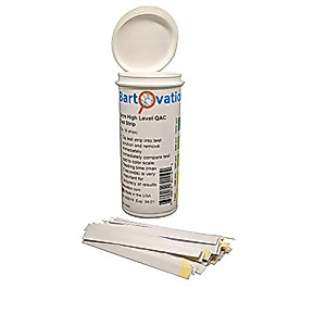 Very High Level Quaternary Ammonium (QAC, Multi Quat) Sanitizer Test Strips, 0-10,000 ppm [Vial of 50 Strips]