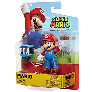Super Mario Collectible Mario 4" Poseable Articulated Action Figure with POW Accessory