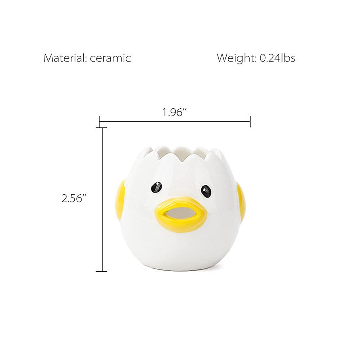 LuoCoCo Cute Egg Separator, Ceramics Vomiting Chicken Egg Yolk White Separator, Practical Household Small Egg Filter Splitter, Kitchen Gadget Baking Assistant Tool, Dishwasher Safe (Yellow)