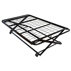 Kings Brand Furniture - Twin Size Black Metal High Riseer Platform Daybed with Pop Up Trundle