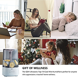Humidifiers for Bedroom Large Room, QDH 3.5L Cool Mist Humidifier, 26dB Quiet Ultrasonic Air Humidifiers for Plant, Baby, Nursery, Office, & Indoor Plants - Lasts Up To 36 Hours