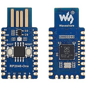 RP2040-One, Pico-Like MCU Board Based on Raspberry Pi RP2040, 4MB Flash MCU Board, Dual-Core Arm Cortex M0+ Processor up to 133 MHz, Onboard USB Type-A Plug,Plug and Play
