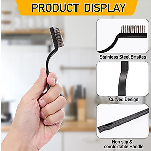 Dyrfolm 30 Pieces Mini Wire Brush,Stainless Steel Brush,Curved Handle Masonry Scratch Brush,Metal Wire Brushes for Cleaning,Wire Bristles Brush Set for Cleaning Welding Slag (Silver, 6.7 inches/17cm)