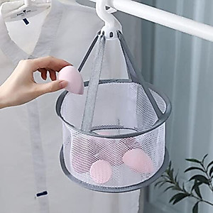 Cbhfmljd 2* Hanging Mesh Drying Rack Basket Portable Mesh Shower Makeup Organizer W/Cover, Mini Mesh Shower Dry Basket, Beauty Sponge Blender, Windproof Airing Drip Dryer Rack for Bathroom, Laundry