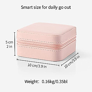 Vlando Macaron Small Jewelry Box, Travel Storage Case for Rings and Earrings - Pink