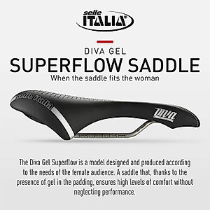 Selle Italia, Diva Gel Superflow, L, MTB and Road Bike Saddle, 270 x 152mm, Women, 285g