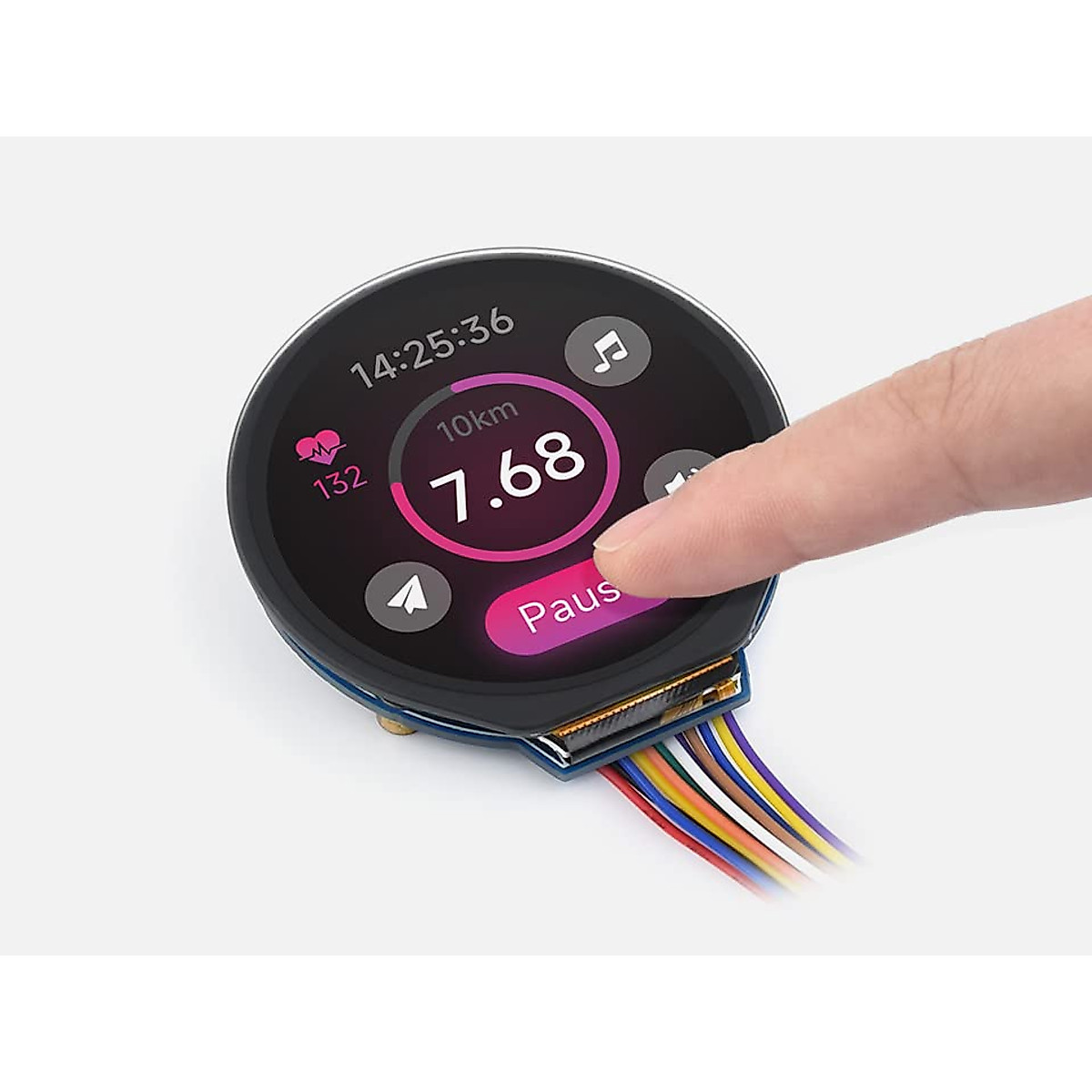 1.28inch Round LCD with Touch Panel,240×240 IPS Screen Display Module,SPI and I2C Communication,with GC9A01 Display Driver,CST816S Touch Driver,for Raspberry Pi, Raspberry Pi Pico, for Arduino, etc
