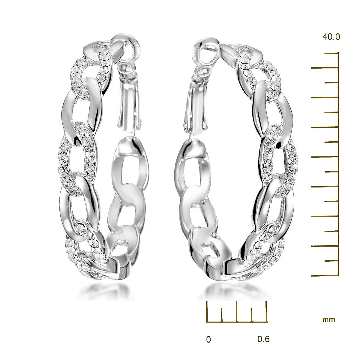 Gemini Women's Jewelry Platinum Plated White Gold CZ Diamond Hoop Pierced Earring Valentine's Day Gifts Gm039Wg 1.5 inches