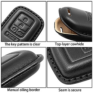 YOCSGCP For Range Rover 4D genuine leather Key Fob Cover with Zinc alloy Keychain Key Shell Compatible with 2018-2023 Range Rover Sport Evoque Velar Discovery Smart Remote Key