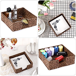 Sumnacon Napkin Holder,Woven Napkin Holder Table,Seagrass Napkin Basket,Square Napkin Tray,Flat Napkin Holder for Kitchen Dinning Table Counter