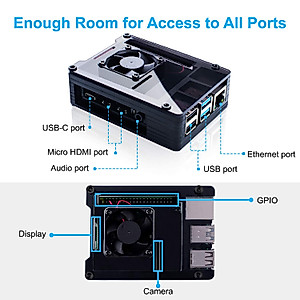 Smraza Case for Raspberry Pi 4 Model B, Acrylic Case with Fan, 4PCS Heatsinks, 5.1V 3A USB-C Power Supply, USB Card Reader, 6 Feet Micro HDMI Cable, 7.8 inch Micro HDMI to HDMI Adapter Cable 4K Ultra