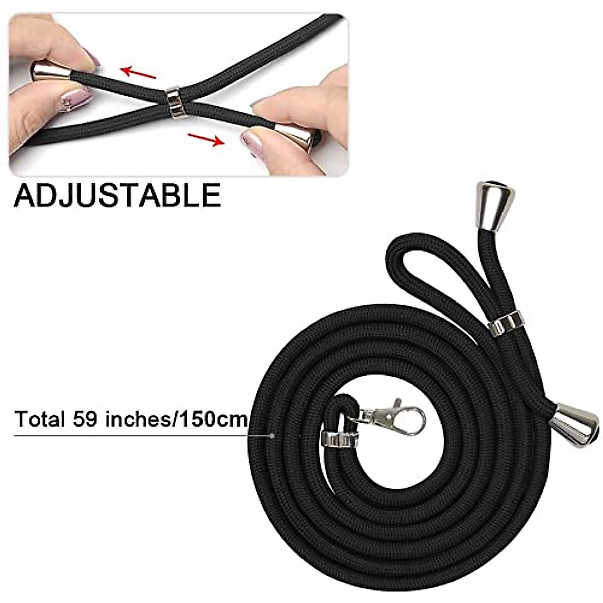 FABULWAY Phone Lanyard Universal Nylon Cell Phone Lanyard with Adjustable Detachable Neck Crossbody Lanyard and Phone Tether,Phone Strap Compatible with Most Smartphones (Dark Color)