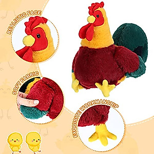 Skylety 3 Pcs Chicken Stuffed Animal Gifts Set Chicken Plush Chicken Stuffed Toy Cute Chicken and Cocky Rooster Plush Little Baby Chick Toys for Baby Shower Party Favor Birthday Supplies