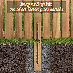 Sekcen 6 Pack Fence Post Repair Stakes Spikes Fence Post Repair Kit for Wood Fence Post Fix