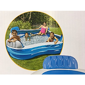 Family Swimming Pool, Inflatable Large Swim Center with 4 Built-in Seats for Children Adults, Thick Kiddie Paddling Pool for Summer Party Supply
