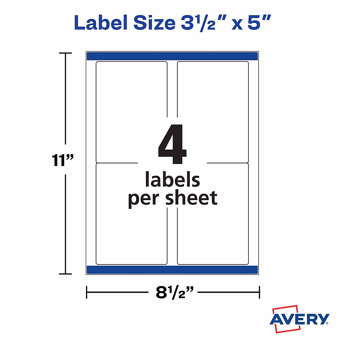 Avery Shipping Address Labels, Inkjet Printers, 100 Labels, 3-1/2 x 5, Permanent Adhesive, TrueBlock (8168), White