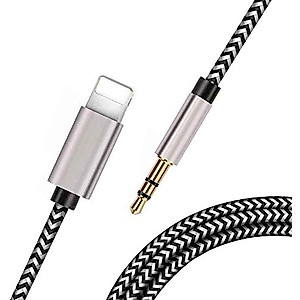 Nylon iPhone Aux Cord for Car, [Apple MFi Certified] Lightning to 3.5mm Headphone Jack Adapter Compatible for iPhone 14/13/12/11/XS/XR/X 8 7/iPad , iPod to Home Speaker/Car Stereo/Headphone (3.3FT)
