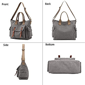 Canvas Messenger Bag Vintage Crossbody Shoulder Hobo Bag with Pockets Unisex Medium Size Tote Purse