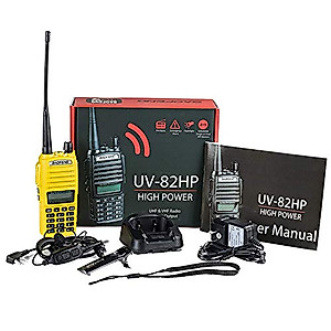 BaoFeng UV-82HP (Yellow) High Power Dual Band Radio: 136-174mhz (VHF) 400-520mhz (UHF) Portable Two-Way