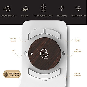 Boss Bidet Revolution Plus (Warm Water). Bidet Attachment for toilet. Luxury design, Bidet sprayer for toilet, non electric, dual nozzle, feminine wash, self cleaning. Italian Oak Wood.