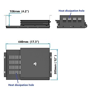 JINGCHENGMEI Under Desk Computer Mount for Small Form Factor SFF Computers and PCs, Product Using Space 17.3" x H 4" x D 12", Compatible with Playstation 4, PS4 Slim, PS4 Pro for Under Desk Gaming