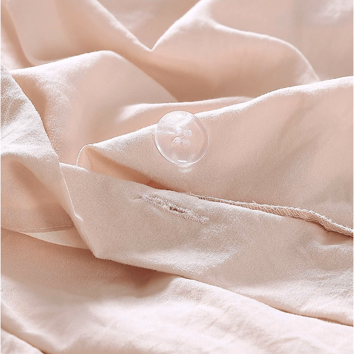 Chezmoi Collection Nora 3-Piece Ruffled Edge Trim Duvet Cover Set - Hypoallergenic Soft Washed Microfiber Comforter Cover with Button Closure and Corner Ties - King, Blush