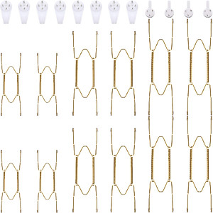 12 Pieces Invisible Plate Hangers Wall Plate Hangers Stainless Steel Decorative Wire Plate Hangers Holders in 3 Sizes with 12 Pieces Wall Hooks for Decorative Plates and Art (6/8/10 Inch)