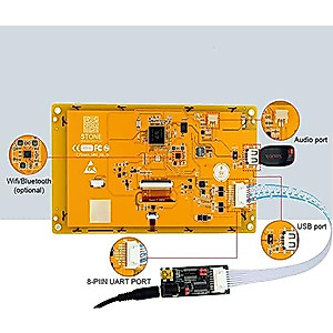 7 inch Smart HMI TFT LCD Display Module with Complimentary GUI Software + UART Port + Cortex A8 CPU for Arduino ESP32 Project or Industry Equipment Control