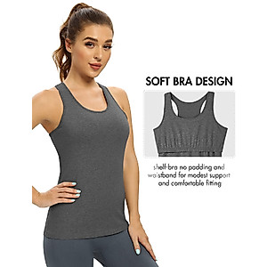 Vislivin Womens Tank Tops with Shelf Bra Racerback Tank Top Stretch Undershirts 3 Packs Bl/Dark Gray/Dark Gray S