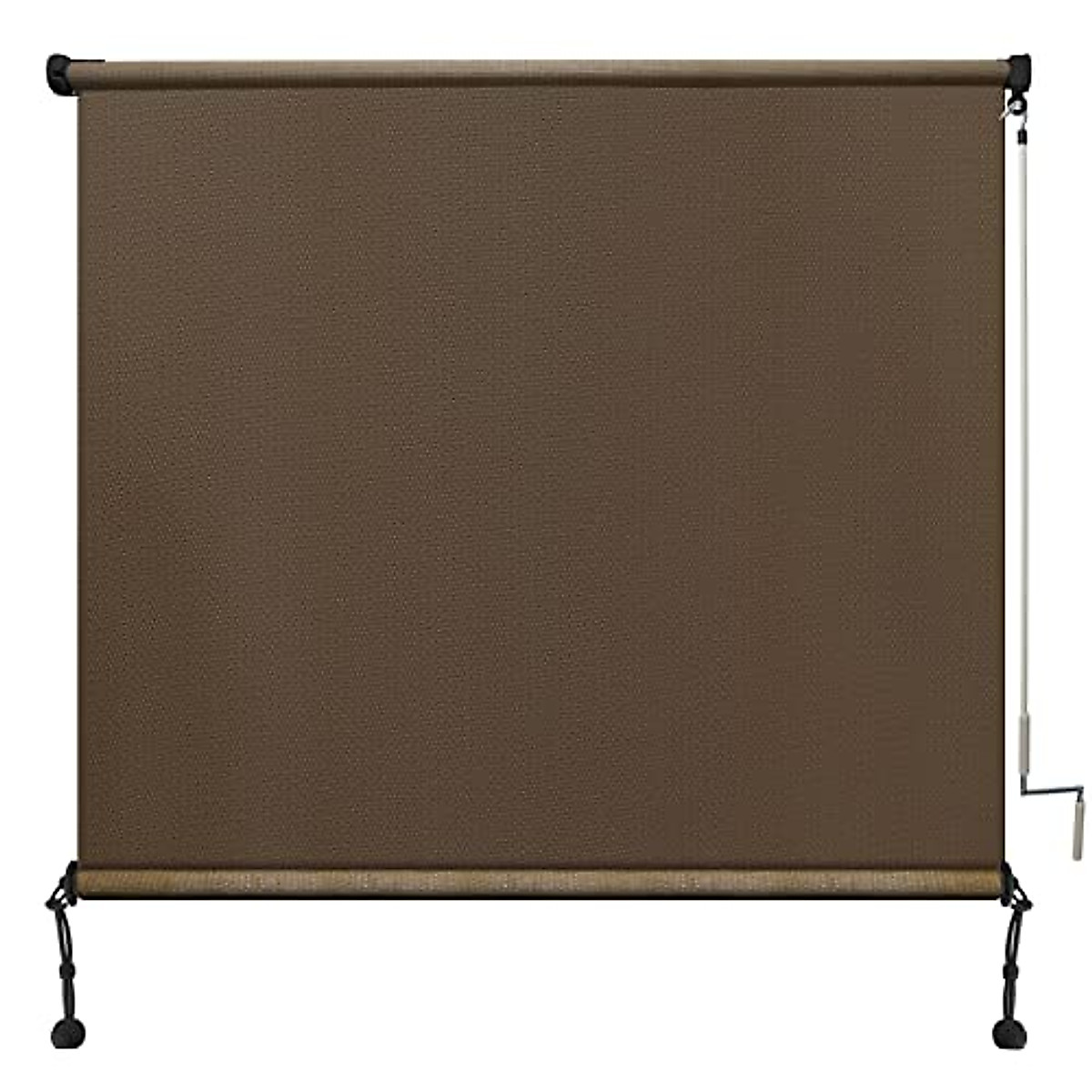 Amagenix Outdoor Roller Shades 6'(W) x 6'(H), Exterior Cordless Patio Shades Roll up Blinds for Porch Gazebo, Mocha